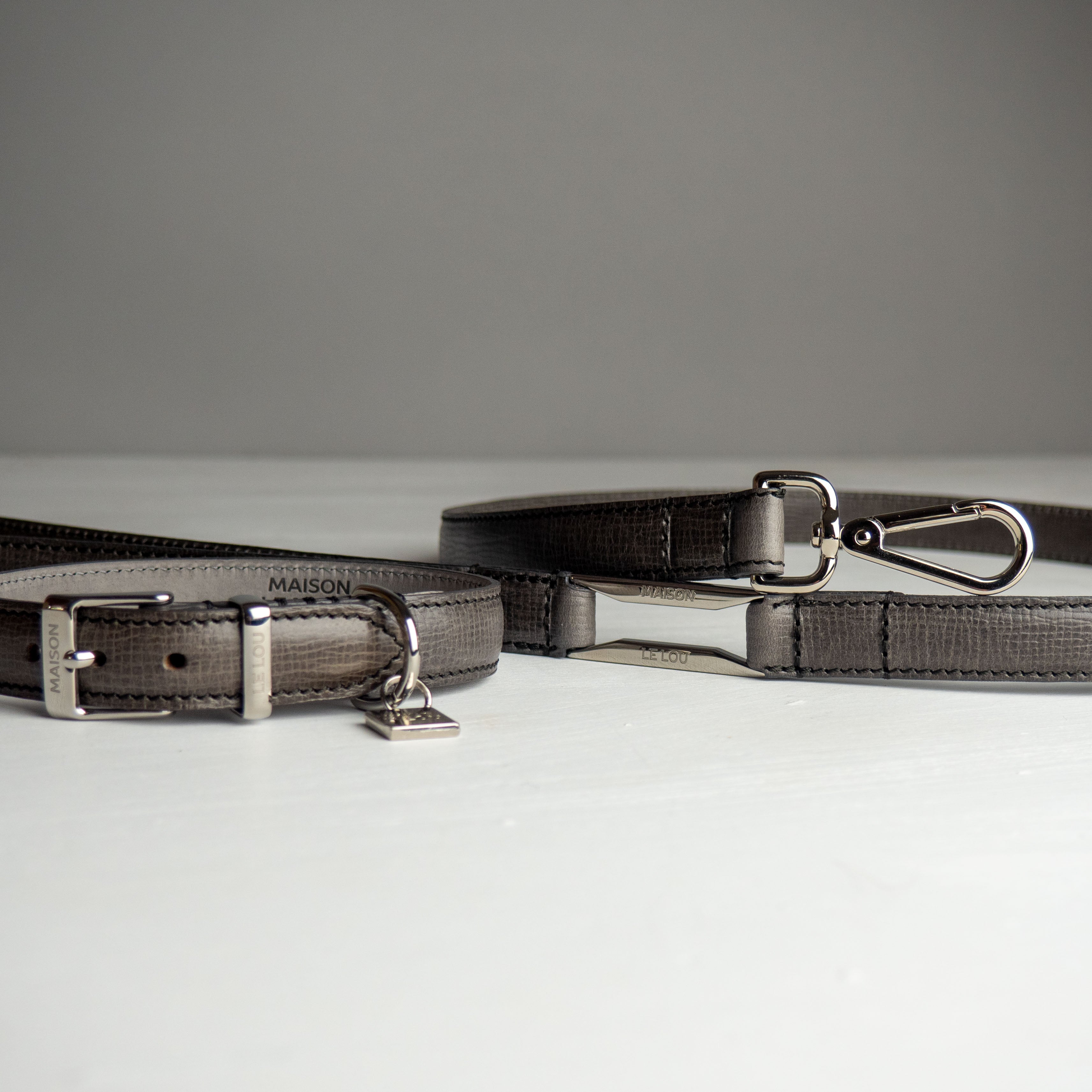 Fred Luxury Leather Dog Lead - Dark Grey – Maison Le Lou